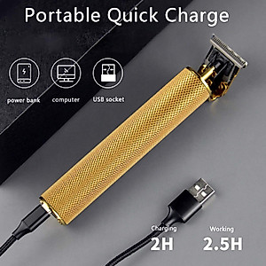 XASMA Professional Hair Clippers for Mens Zero Gapped Cordless Hair Trimmer Professional Haircut & Grooming Kit for Men Rechargeable LED Display (Gold)