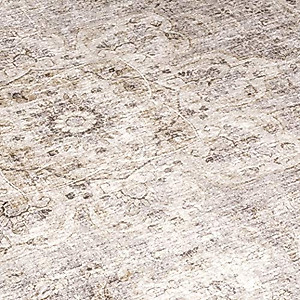 ReaLife Machine Washable Rug - Stain Resistant, Non-Shed - Eco-Friendly, Non-Slip, Family & Pet Friendly - Made from Premium Recycled Fibers - Vintage Bohemian Medallion - Beige Ivory, 2'6" x 6'