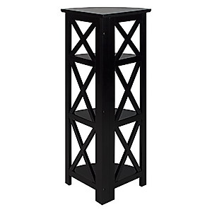 Casual Home Montego 3-Shelf Corner Folding Bookcase with Mantel Top, Black