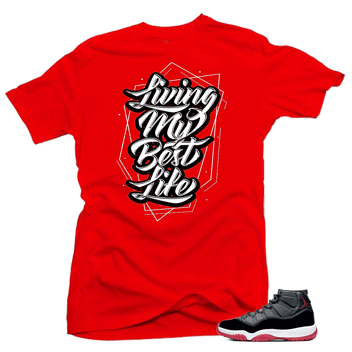 Jordan 11 Bred 2019 Match Shirts (Jordan 11 Bred 2019 - My Best Life (Red), L)