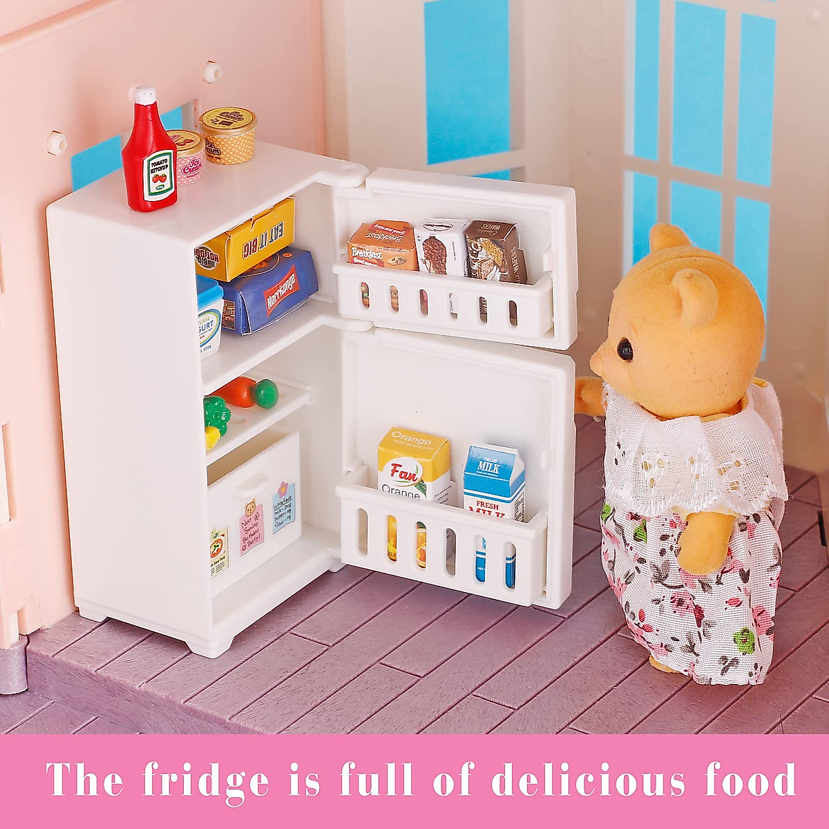 BBnote 16 Pieces Toy Refrigerator, Miniature Dollhouse Accessories for Kids Kitchen, Mini Dollhouse Fridge Pretend Play Appliance for Kids (Refrigerator)