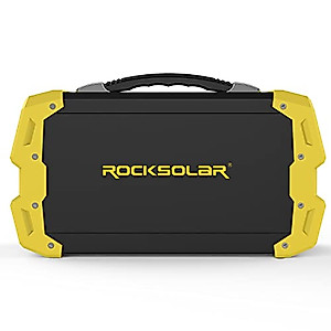 ROCKSOLAR RS650 444Wh Lithium Battery, 400W Heavy Duty AC, USB, DC, and Cigarette Lighter Output Solar Powered Generator, Yellow & Black