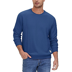 MAGCOMSEN Men's Light Spring Pullover Casual Crewneck Sweatshirts Lightweight Long Sleeve Shirt Blue Grey,L
