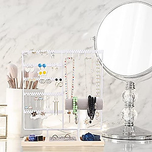 GVIZNO Earring Holder, Earring Stand Display with 108 Holes, Jewelry Organizer with Bracelet Holder, Jewelry Stand Holder for Bracelets, Necklaces, Rings, Watches(white)