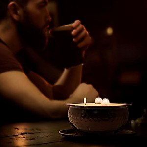 Dough Bowl Candle Company Candles for Men - 6.2" x 3" Firepit Metal Mens Candle, Mahogany Teak Scented Candles for Men, Multipurpose Wooden Wick Candles for Bedroom or Man Cave, 50 Hour Burn Time