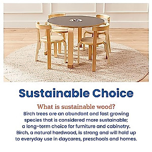 ECR4Kids Bentwood Chalkboard Table and Chair Set, Kids Furniture, Natural, 5-Piece