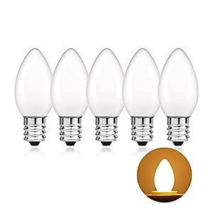 Low Watt Led Light Bulbs 0.5W Equivalent 5W Incandescent Small Night Light Bulb Warm White 2700K Milky C7 Candelabra Led Light Bulbs for Wall lamp Chandeliers E12 Screw Base Low Lumens Light Bulbs