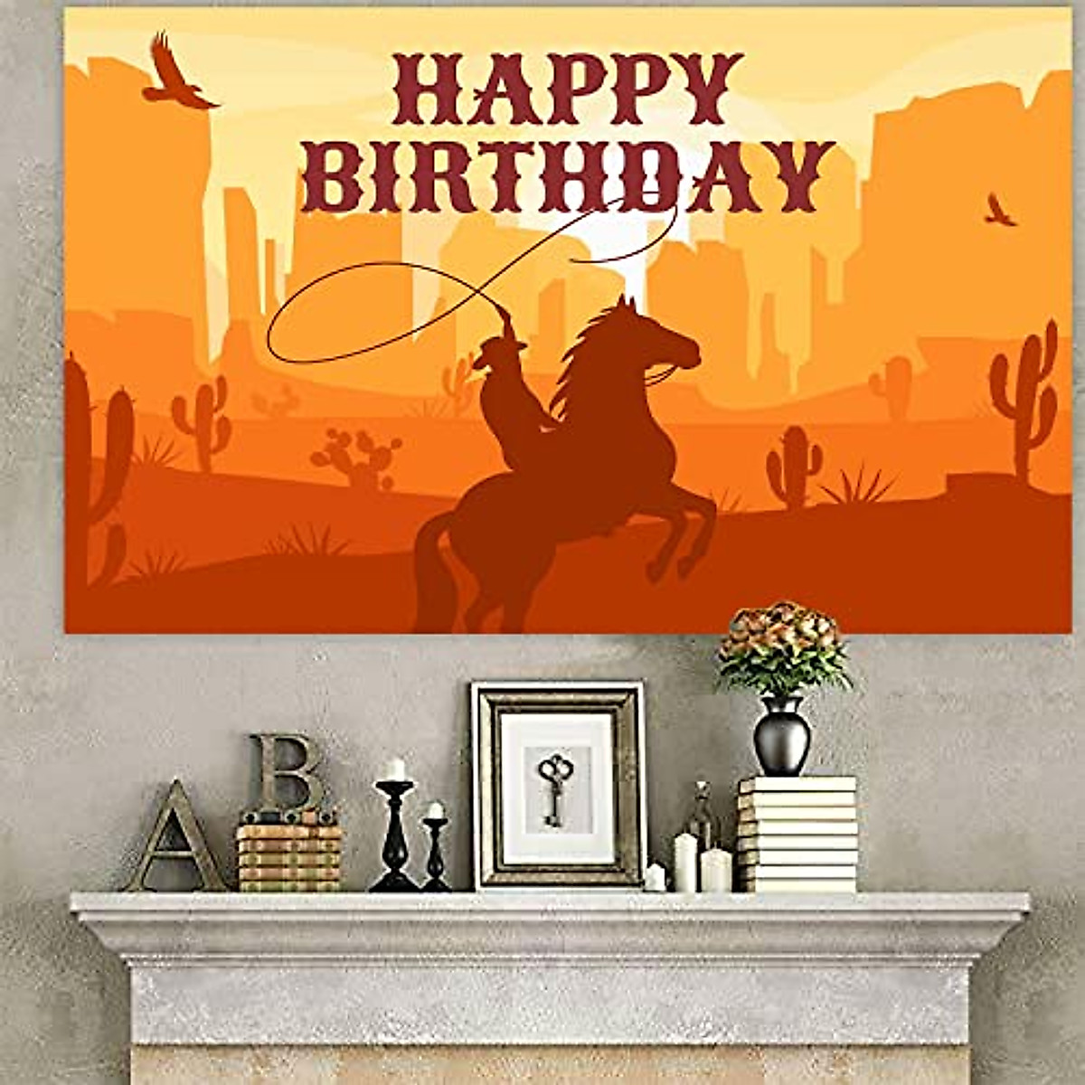 Wild West Cowboy Happy Birthday Banner Backdrop Western Texas Countryside Theme Decorations Decor for Rodeo Party Wild West Party Western Cowboy Party Wild One 1st Birthday Party Baby Shower Supplies