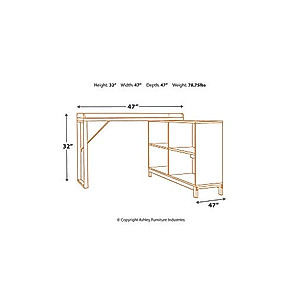 Signature Design by Ashley Gerdanet Modern Farmhouse Home Office L-Shaped Desk with Side Storage, Beige