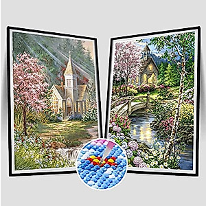 Clendo 2 Pack Jesus Diamond Art Painting Kits for Adults, DIY Be Still God House Full Drill Diamond Painting Art Kits for Beginners, Gem Diamond Dots Painting Kits for Wall Home Decor 11.8X15.7inch