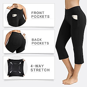 IUGA Yoga Pants with Pockets for Women High Waisted Capri Bootcut Pants Straight Leg Yoga Capris Pants Work Casual Workout