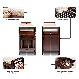 PATEWIN Bamboo Shoe Storage BenchShoe Rack Bench 2 Tier Entryway Shoe Bench with Shoe Organizer Drawers and Umbrella Stand for Living Room Bedroom and Bathroom (30.9Inchx11.6Inchx19.69Inch)