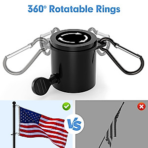 Flag Poles for 3x5 Flags Outdoor, Black Flag Pole Kit for Outside House - Heavy Duty 5ft Flagpole and Holder Metal, Mount for Outdoor, Boat, RV, Truck Hitch, 1 inch Diameter, Tangle Free Rings