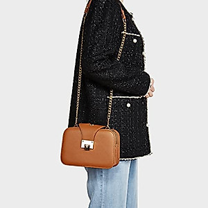 forestfish Ladies Black PU Leather Shoulder Bag Evening Clutch Purse Crossbody Bag with Metal Chain Strap, Khaki