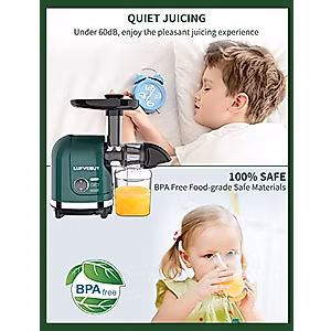Vegetable Juicers for Celery Wheatgrass Ginger Beets, Fruit Juicer Machines Slow Masticating Juicer Cold Press Juice Extractor Pulp Separated, Quiet Motor, BPA Free, Dishwasher Safe, Easy To Clean