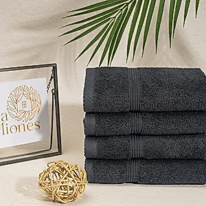 La Miones | 100% Turkish Cotton, Face Washcloths for Bathrooms | Quick Dry Wash Rags for Kitchen, Best for Makeup | Small Wash Cloths for Your Face and Body | Dark Gray
