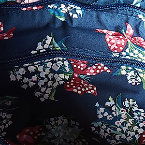 Vera Bradley Women's Cotton Triple Zip Hipster Crossbody Purse, Rose Toile - Recycled Cotton, One Size