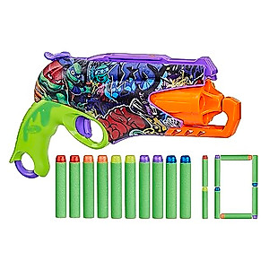 NERF Teenage Mutant Ninja Turtles Blaster, 10 Elite Darts, Toy Foam Blasters for 8 Year Old Boys & Girls & Up