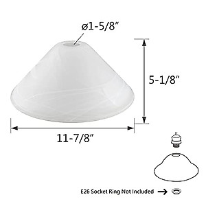 Aspen Creative 25302-64-1, Alabaster Glass Shade for Medium Base Socket Torchiere Lamp, Swag Lamp,Pendant, Island Fixture, 11-7/8" Diameter x 5-1/8" Height