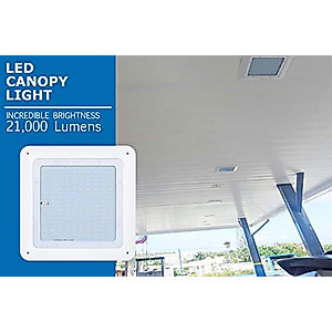 Hytronics 150W LED Canopy Light, 500-750W HPS/HID Replacement, 21000 Lumens, 140 LM/W, 5000K, Waterproof and Outdoor Rated, DLC&UL Listed, Gas Station, Street, Area & Outdoor Lighting, White