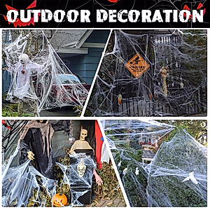 1000 sqft Stretch Spider Web for Indoor and Outdoor Halloween Decorations, Halloween Theme Party (White)