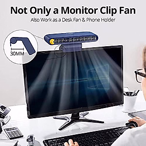 PALIFEL Portable Mini Desk Fan, Touch Control Table Fan, Quiet Cool & Air Circulating Monitor Clip on Fan for Office, 2400mAh Rechargeable Battery Operated Personal USB Small Fans for Home & Outdoor
