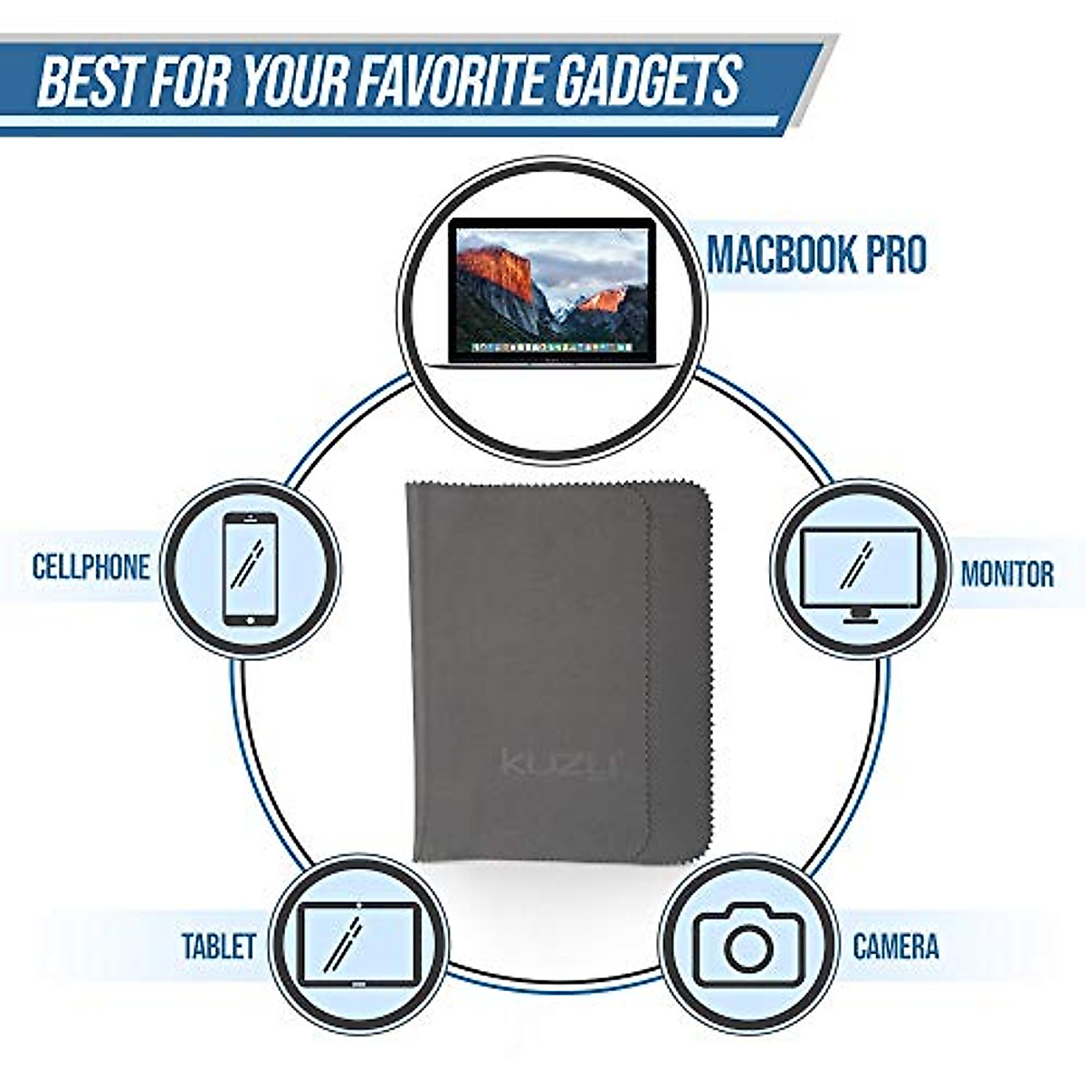 Kuzy Microfiber Cleaning Cloth for Electronics - MacBook Screen Cleaner Pro 13 14 15 16 inch and Air 13 inch - Microfiber Keyboard Cover Cloth - Glasses Cleaning Cloth - Eyeglass Cleaning Cloth, 3pc