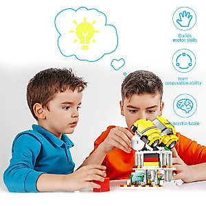 LEBLOCK Building Blocks Toy for Toddlers ,Toys Car Castle Die Cast Vehicles Playsets Building Bricks Set for Kids and Adults - Stem Education Toys ,305 PCS ( Yellow Car )