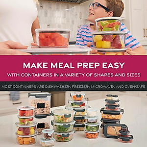 FineDine 24-Piece Superior Glass Food Storage Containers Set - Newly Innovated Hinged Locking lids - 100% Leakproof Glass Meal-Prep Containers, Great On-the-Go & Freezer-to-Oven-Safe Food Containers