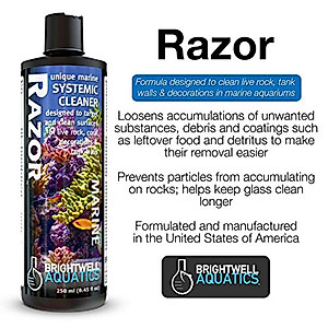 Brightwell Aquatics Razor Marine - Unique Systemic Cleaner for Marine Aquariums, 500 ml