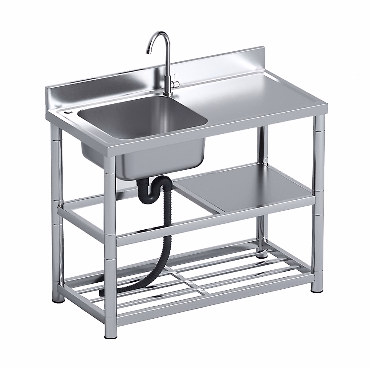 HzaiDanXin, Single Bowl Kitchen Sinks，Outdoor Sink，Outdoor Kitchen Sink，Small Rv Sink，Bar Sink Drop In，Bar Sink With Cutting Board，Laundry Tub，Free Standing Stainless-Steel Single Bowl, 31in