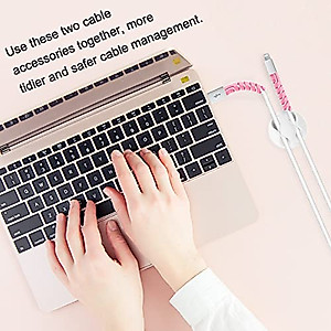 Fanoshon 35 PCS Charging Cable Protectors Charger Cord Savers for iPhone Cables, Spiral Silicone USB Cable Ends Markers Covers for Most Cellphone and Tablet Data Lines (with 4 pcs Desk Cable Drops)