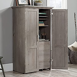 Sauder Miscellaneous Storage Craft & Sewing Armoire, L: 35.112" x W: 21.81" x H: 61.58", Mystic Oak Finish