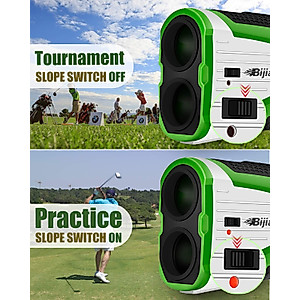 BIJIA Golf Rangefinder with Slope Switch-700Yards 6X Laser Range Finder with Slope On/Off Switch Rechargeable High Precision Flaglock/Scan/Slope/Angle/Speed/Vibration for Golfing/Tournament Legal