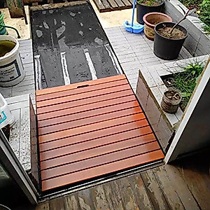 SRNSAEB Wood Bath Mats for Bathroom Floor, Non Slip Wooden Bathmat for Shower, Bathtub, Sauna, Hot Tub, Spa, Portable Front Door Mat (Size : 60x70x4.3cm(23.6x27.6x1.7in))