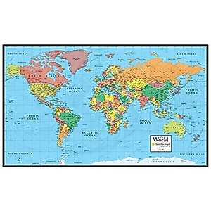 30x48 World Wall Map by Smithsonian Journeys - Blue Ocean Edition (30x48 Laminated)