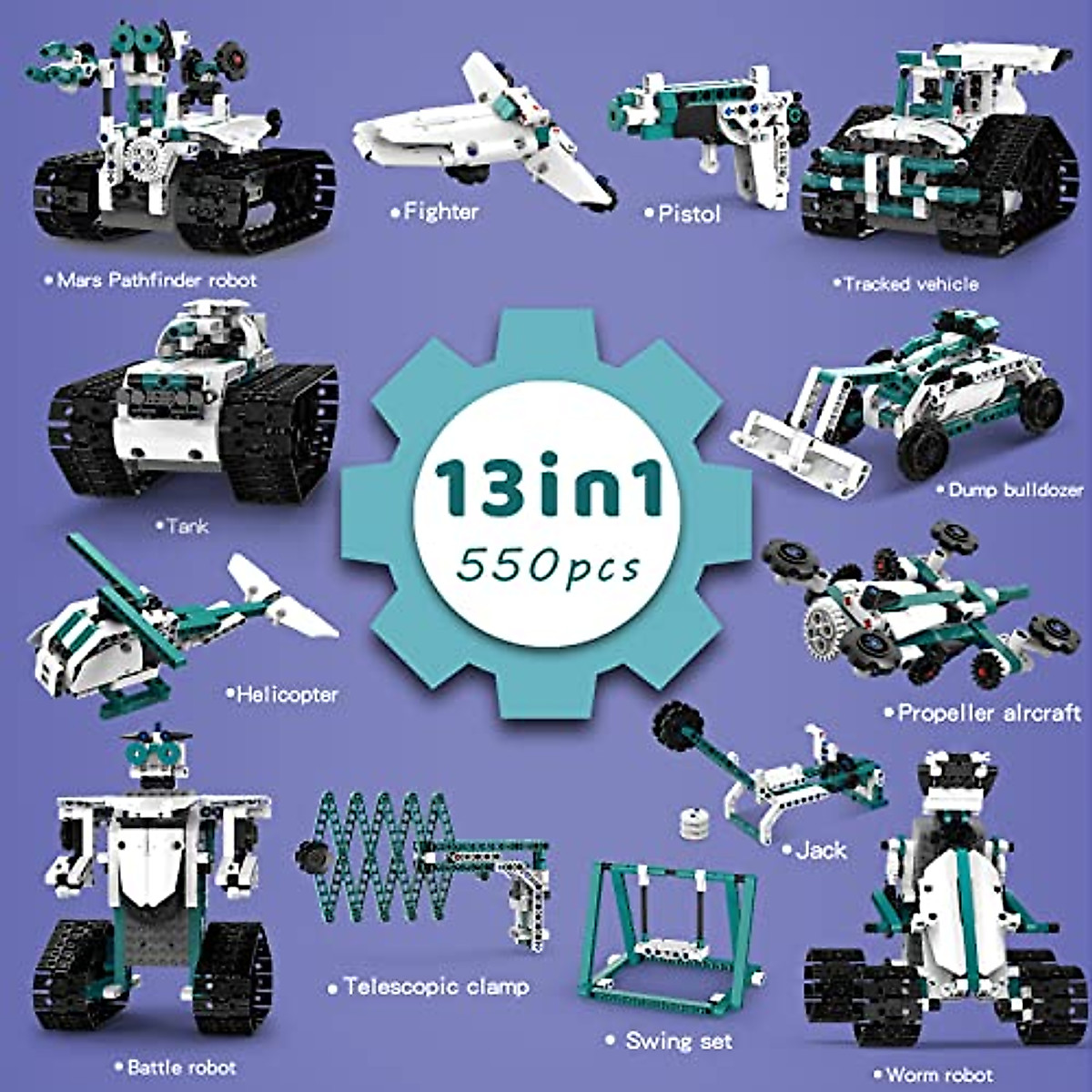 BEHOWL STEM Robot Toys for 8-14 Year Old Boys Girls,13-in-1 Science Programmable Building Block Set with Remote & APP Control,Educational Gifts for 9 10 11 12-16 Year Old Kids, (550 PCS)