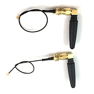 CENXIFJUDZ 2.4ghz 2.4 G WiFi Antenna 2dbi SMA Male (Pin) Connector with Mini PCI U.FL to SMA Female WiFi Pigtail RF1.13 Cable 15cm(Pack of 2)