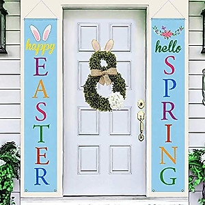 Easter Spring Porch Sign, Hanging Banners Front Porch for Easter Door Decor Outdoor Indoor Party