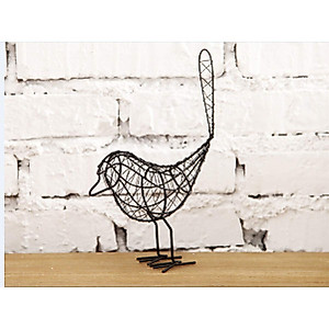Yardwe Metal Iron Wire Bird Figurines Creative Animal Collectible Statue Sculpture Desktop Ornament for Home Office Garden Decoration (Black)