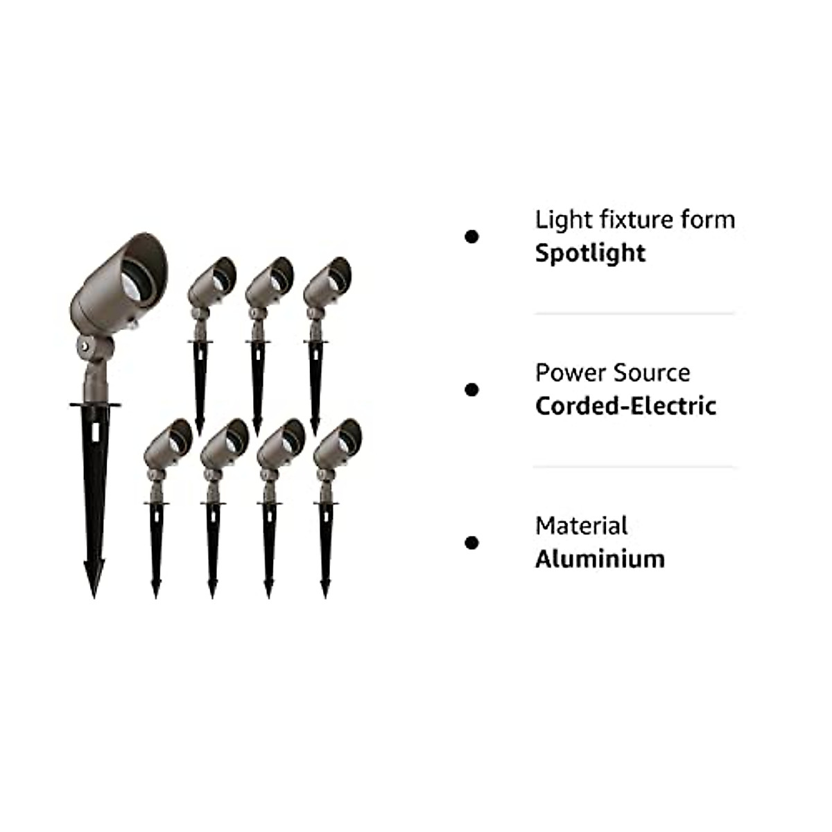 4W LED Landscape Lighting Landscape Lights Spotlights GL103-BZLED8 AC/DC 12V Low Voltage Warm White Waterproof for Driveway,Yard, Lawn,Patio,Walls,Trees,Flags,Outdoor Light (Bronze, 8 Pack)