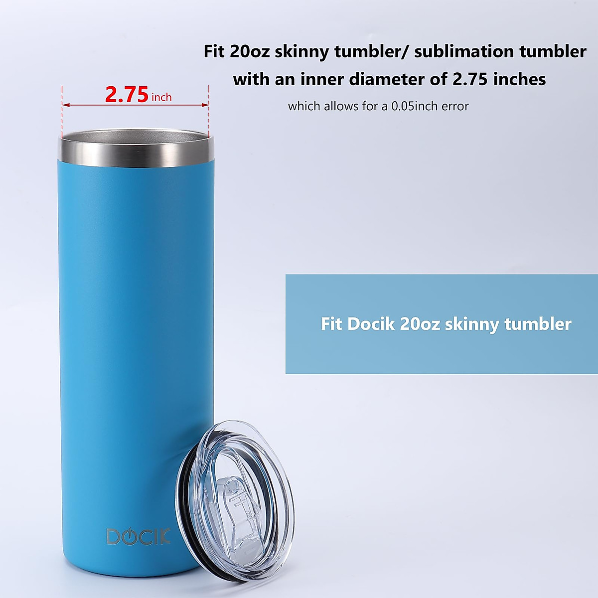 Docik 6 Pcs 20 oz Skinny Tumbler Replacement Lid 2.75 Inch Diameter, Spill Proof Splash Resistant, BPA Free