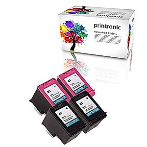 Printronic 4 Pack Remanufactured HP 61 Ink Cartridge for HP Envy 4500 5530 Deskjet 2540 1510 2050 3050 OfficeJet 4630 Printers (2 Black 2 Color)