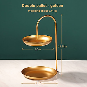 Aendraty Necklace Holder Jewelry Stand Display 2-Tier Tabletop Jewelry Organizer Tower for Show Jewelry Bracelets Necklaces Earrings with Two-Tiered Storage Tray （Nordic Style） Gold