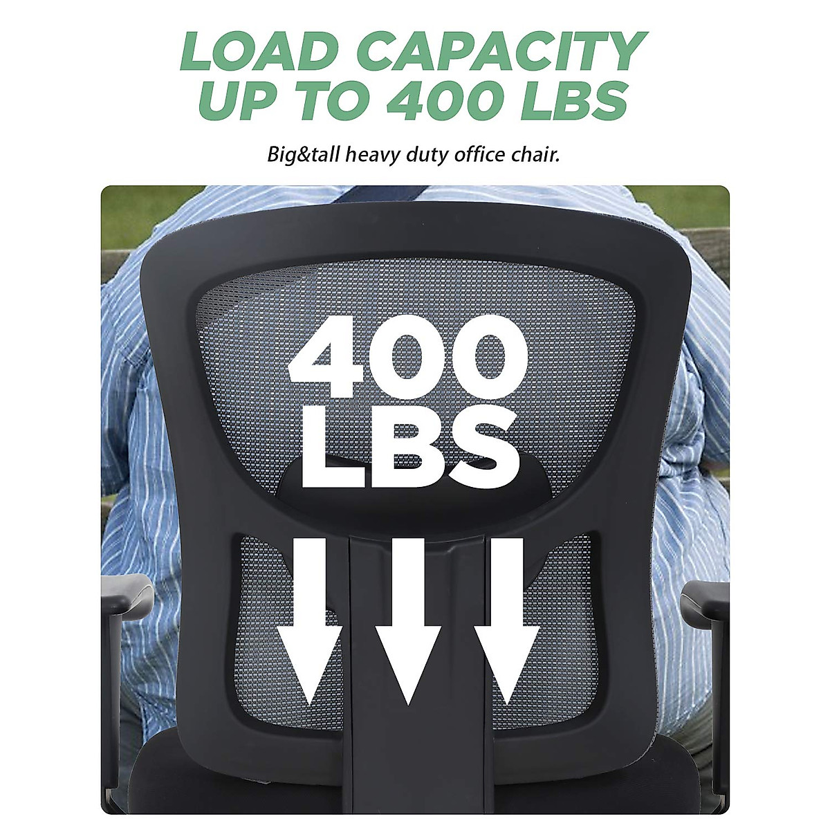 BestOffice Big and Tall Office Chair 500lbs Desk Chair Mesh Computer Chair with Lumbar Support Wide Seat Adjust Arms Rolling Swivel High Back Task Executive Ergonomic Chair for Home Office (Grey)