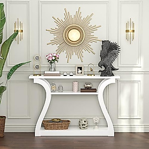 ZENY Console Table, Entryway Table with 3 Tier Storage Shelves, Narrow Long Sofa Table for Entryway, Living Room, Hallway, Couch, Foyer, White