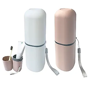 ssupfree 2 PCS Travel Toothbrush Holder Portable Toothbrush Travel Case Toothbrush Travel Container Toothpaste Storage Toothbrush Case and Carrier for Travel School Bussiness Trip Bathroom, White