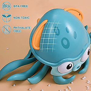 Growinlove Baby Crawling Toy Musical Interactive Crawling Octopus Toy with Music, LED Light Up and Automatically Avoid Obstacle, Moving Toy for Toddler Babies Boys Girls