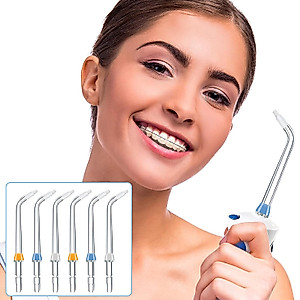 Replacement Tips for Waterpik Water Flosser, Replacement Orthodontic Tips Compatible with Waterpik Water Flossers and Other Brand Oral Irrigators (6 Orthodontic Tips)