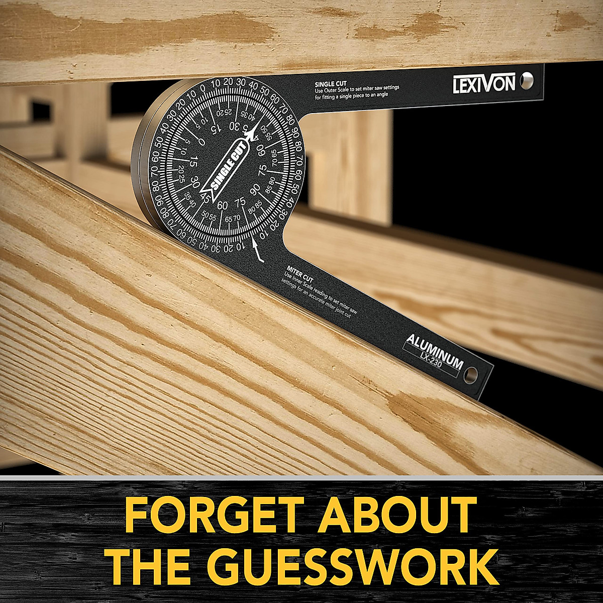 LEXIVON Aluminum Miter Saw Protractor | 7-Inch Rust Proof Angle Finder Featuring Precision Laser Engraved Scales (LX-230)